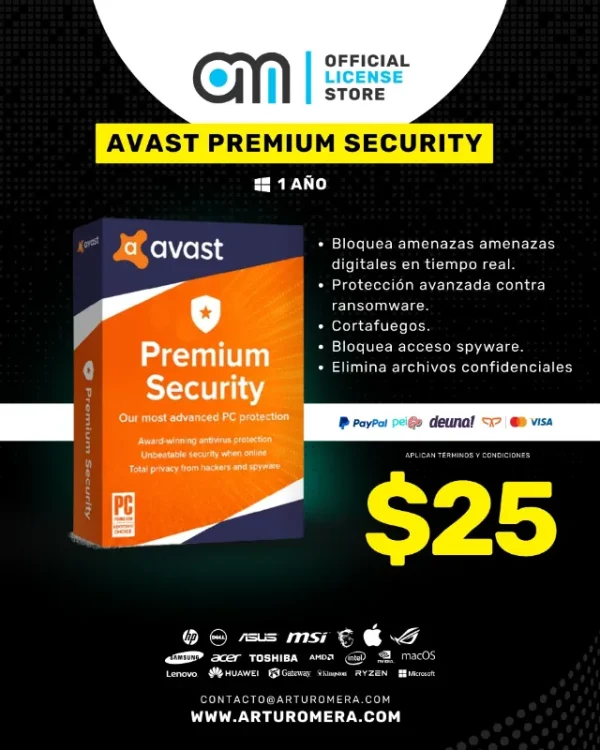 Avast Premium Security – Licencia 1 Año - Arturo Mera